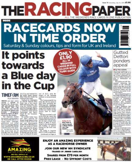The Racing Paper every Saturday only £1.90! - The Racing Paper